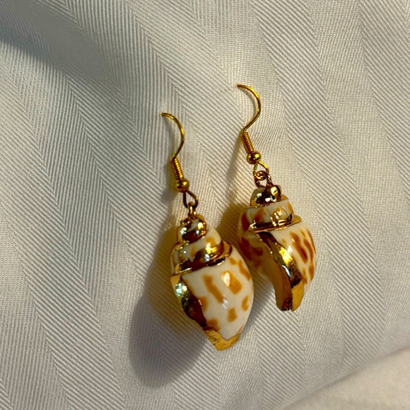 Jewelry | Copy Conch Shell Earrings With Golden Detail | Poshmark